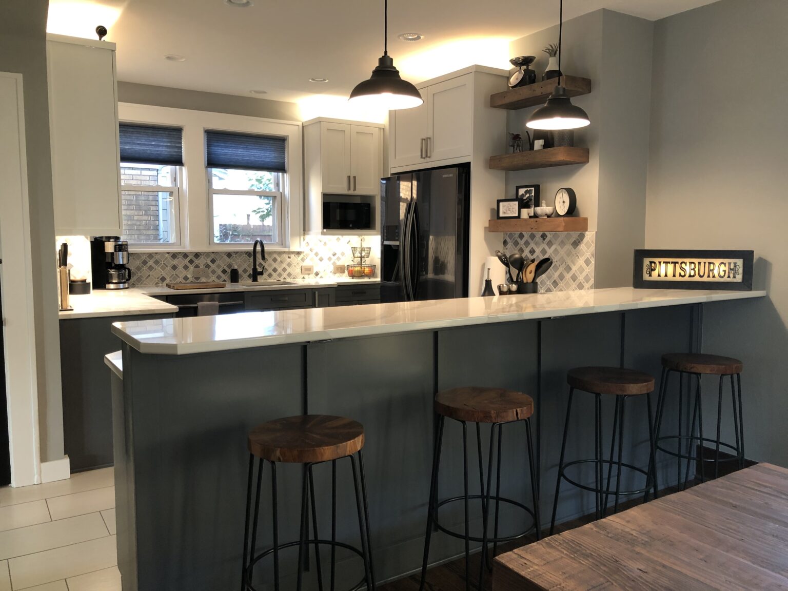 Gray and White Kitchen Bar | Patete Kitchen and Bath
